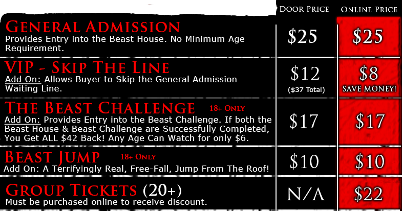 Tickets - BEAST HOUSE | Best Nashville Haunted Houses